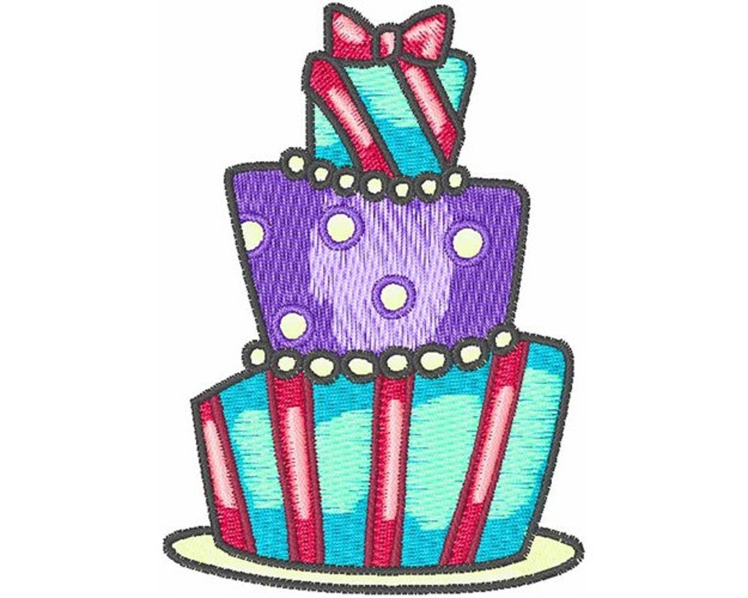 Birthday Cake Machine Embroidery Design - Etsy