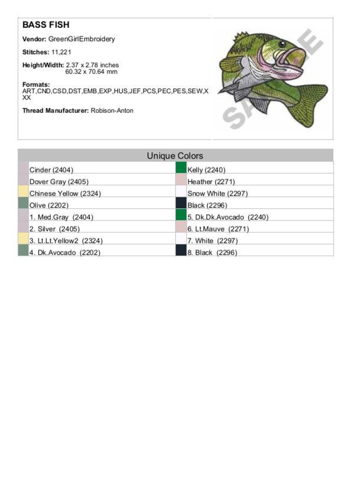 Largemouth Bass Fish - Machine Embroidery Design - Etsy