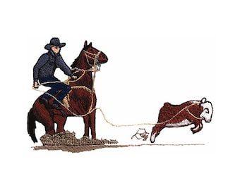 Rodeo Cowgirl Calf Roping Machine Embroidery Design Files 2 Sizes 4x4 ...