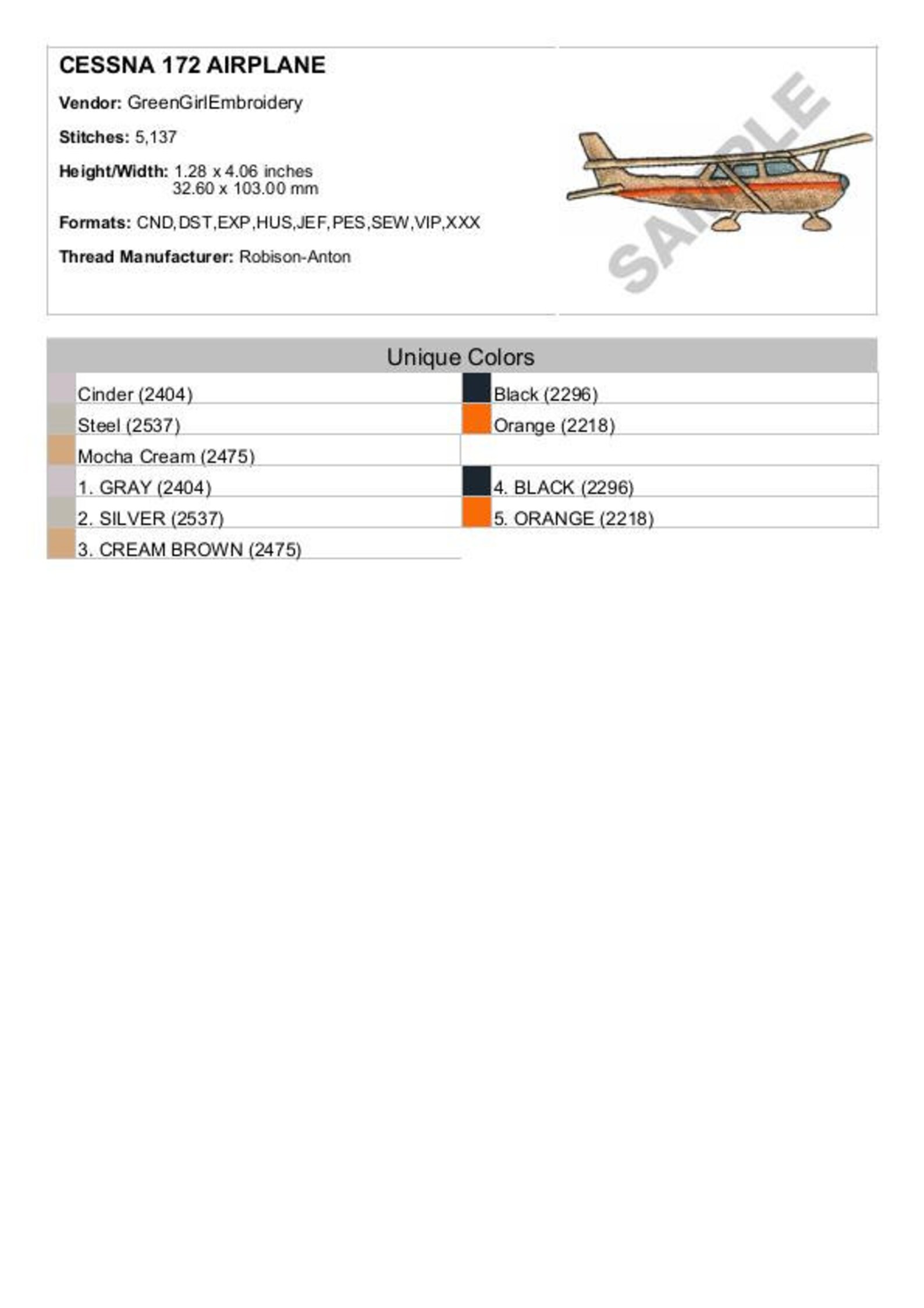 Cessna 172 Airplane - Machine Embroidery Design - Etsy