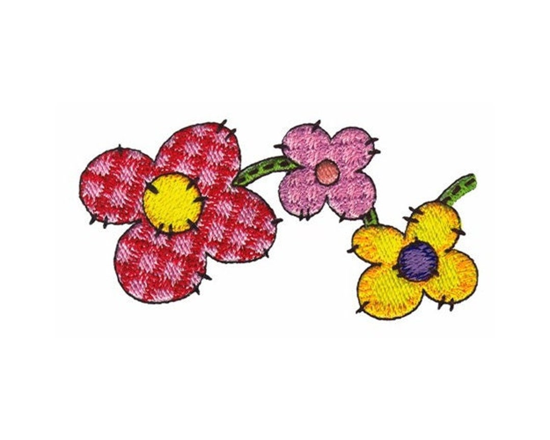 Gingham Flowers - Machine Embroidery Design - Etsy