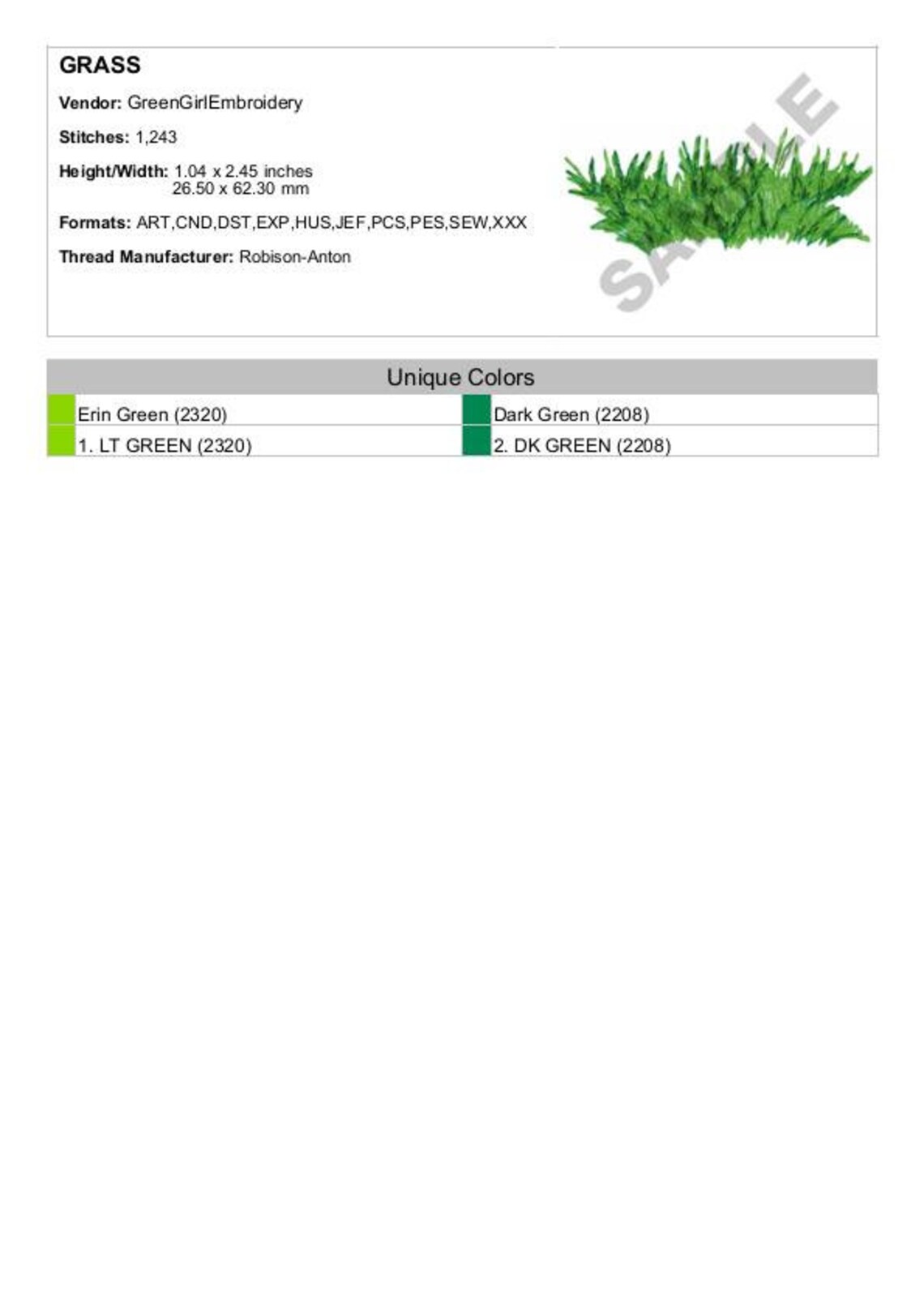 Grass Machine Embroidery Design - Etsy