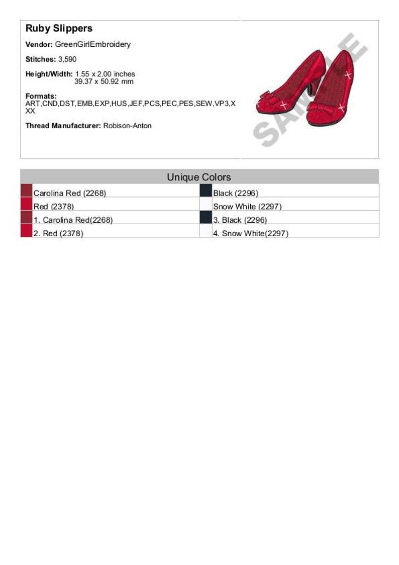 Ruby Slippers - Machine Embroidery Design - Etsy