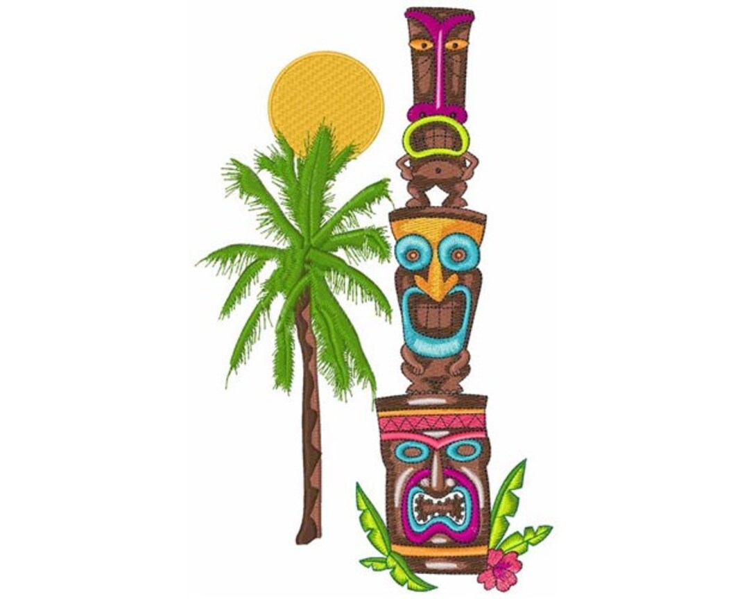 Tiki Totem Scene - Machine Embroidery Design - Etsy