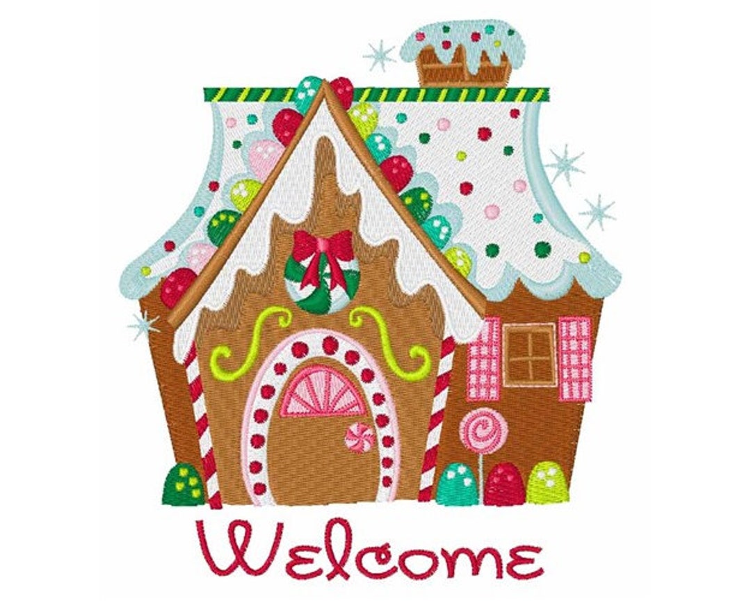 Gingerbread House Welcome Machine Embroidery Design - Etsy