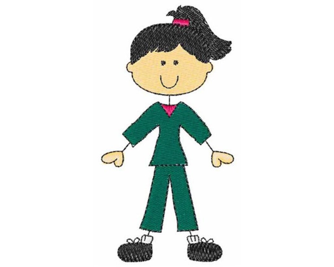 Stick Figure in Scrubs - Machine Embroidery Design - Etsy