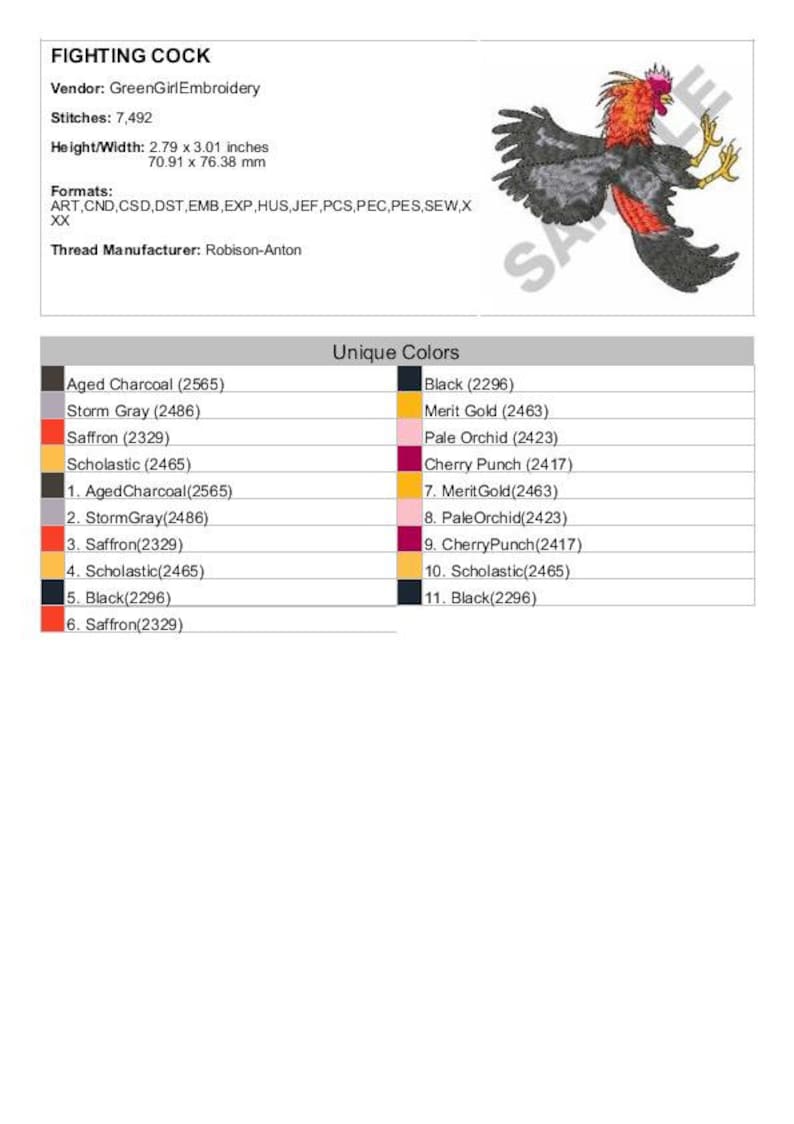 Fighting Cock - Machine Embroidery Design - Etsy