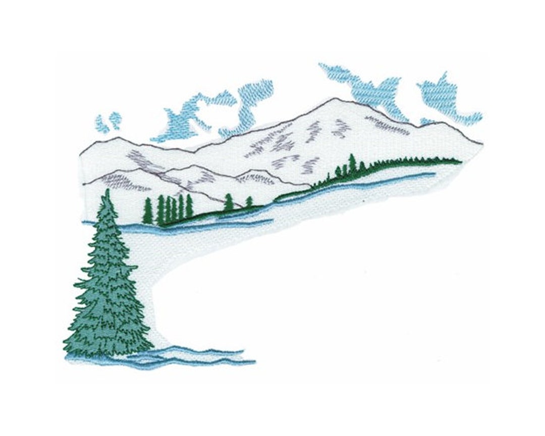 Mountains in Winter - Machine Embroidery Design - Etsy
