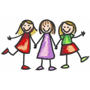 Stick Children - Machine Embroidery Design - Etsy