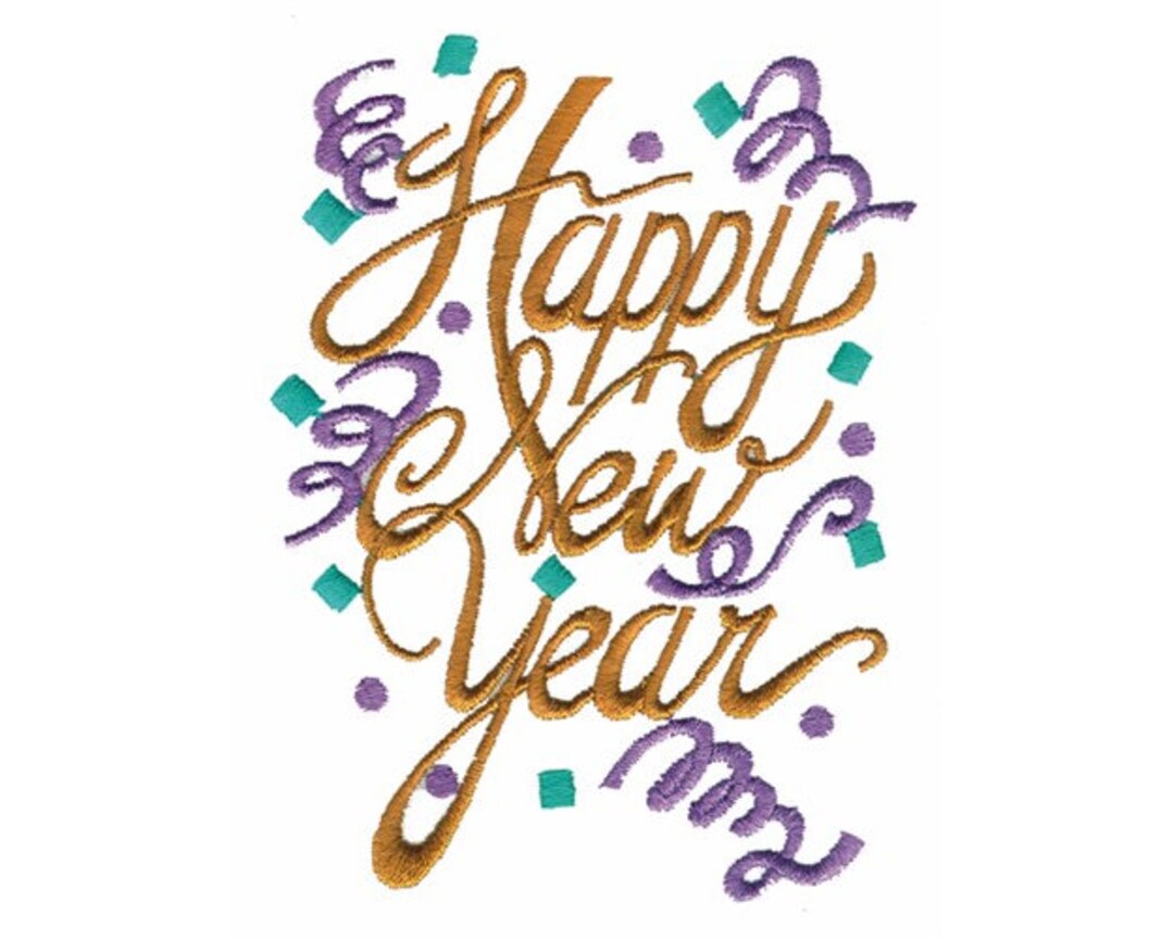 Happy New Year Machine Embroidery Design - Etsy