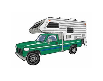 Happy Camper Machine Embroidery Design, Flamingo RV Trailer Embroidery ...