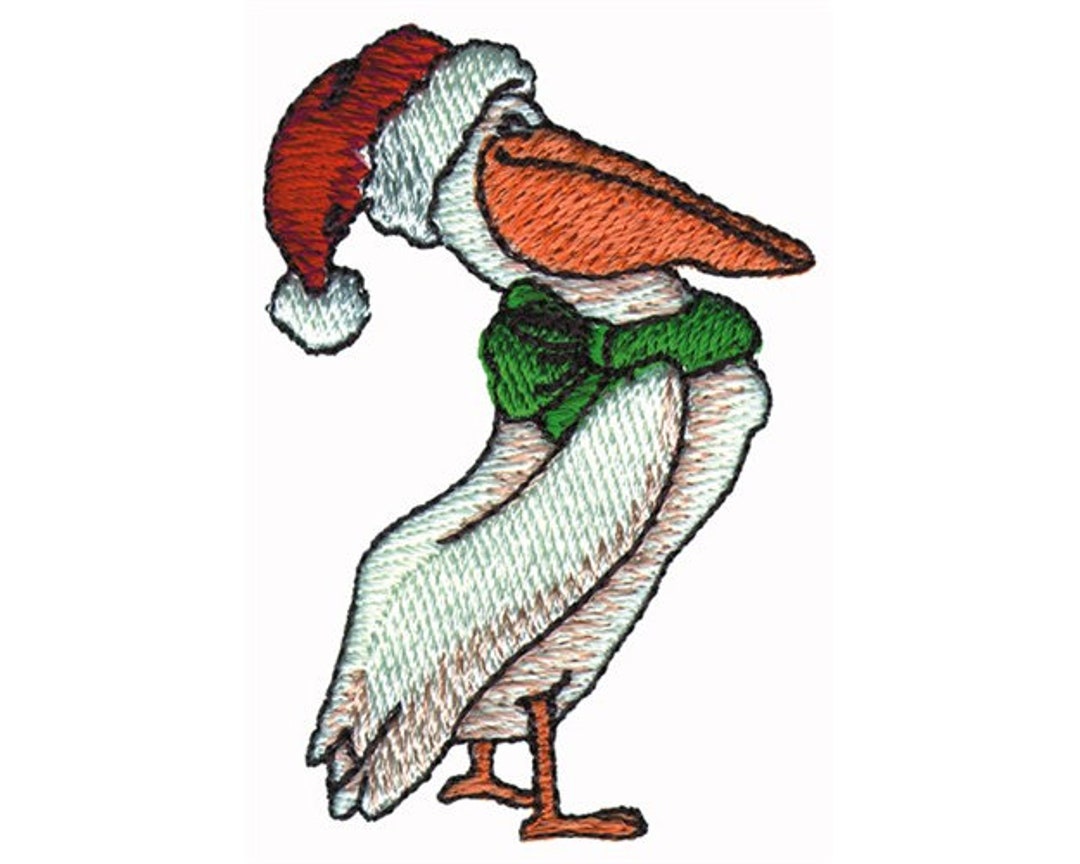 Pelican With Santa Hat - Machine Embroidery Design - Etsy