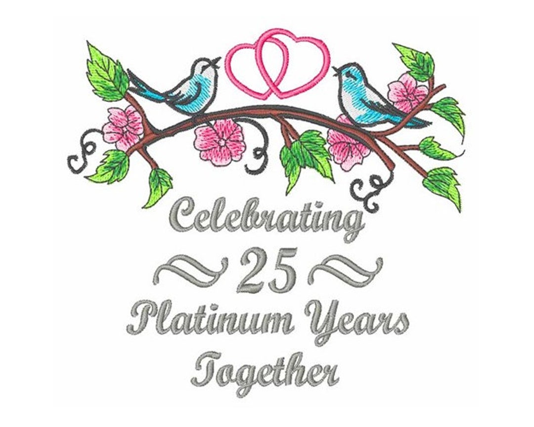 Silver Wedding Anniversary Machine Embroidery Design - Etsy