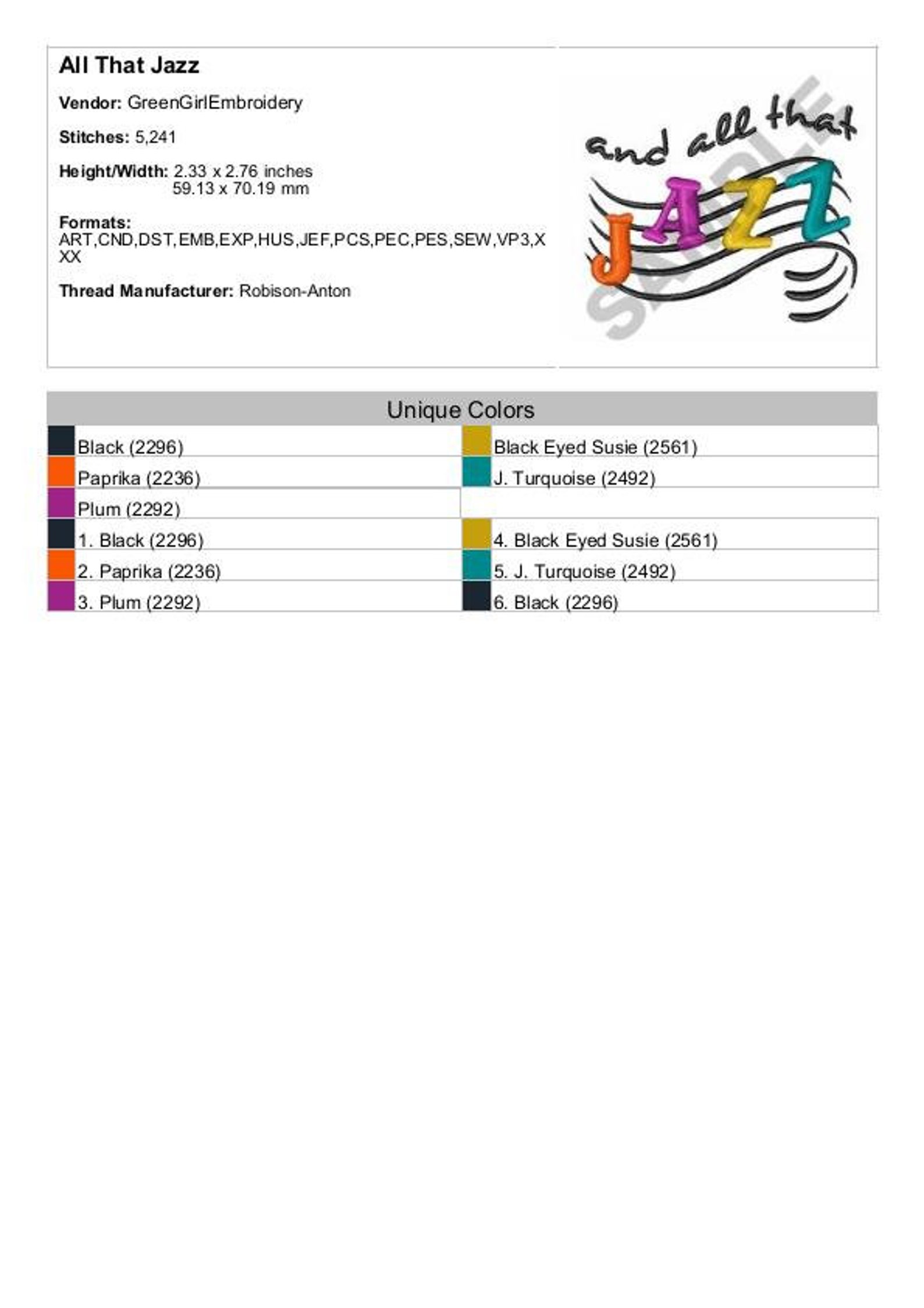 All That Jazz Machine Embroidery Design - Etsy