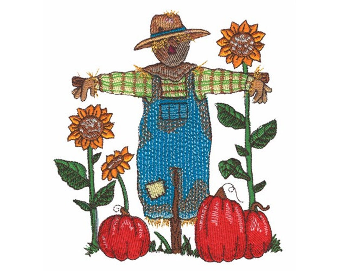 Scarecrow in the Sunflowers Machine Embroidery Design - Etsy