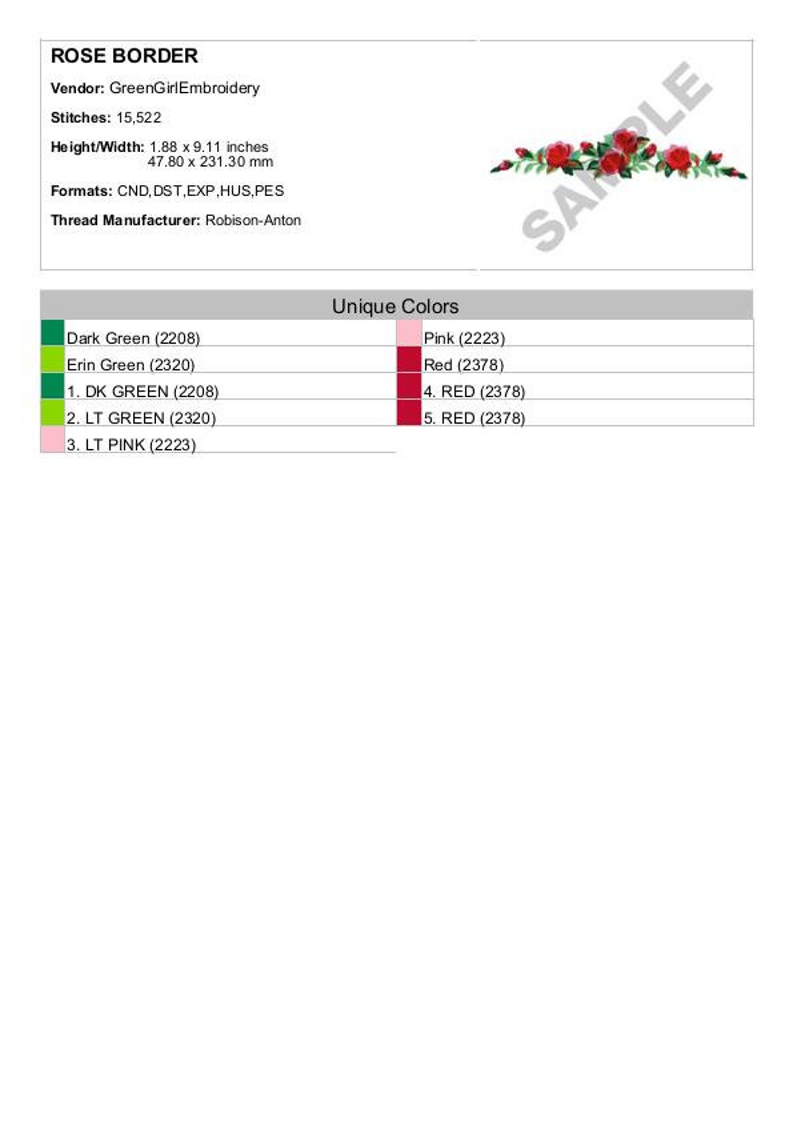 Rose Border - Machine Embroidery Design - Etsy