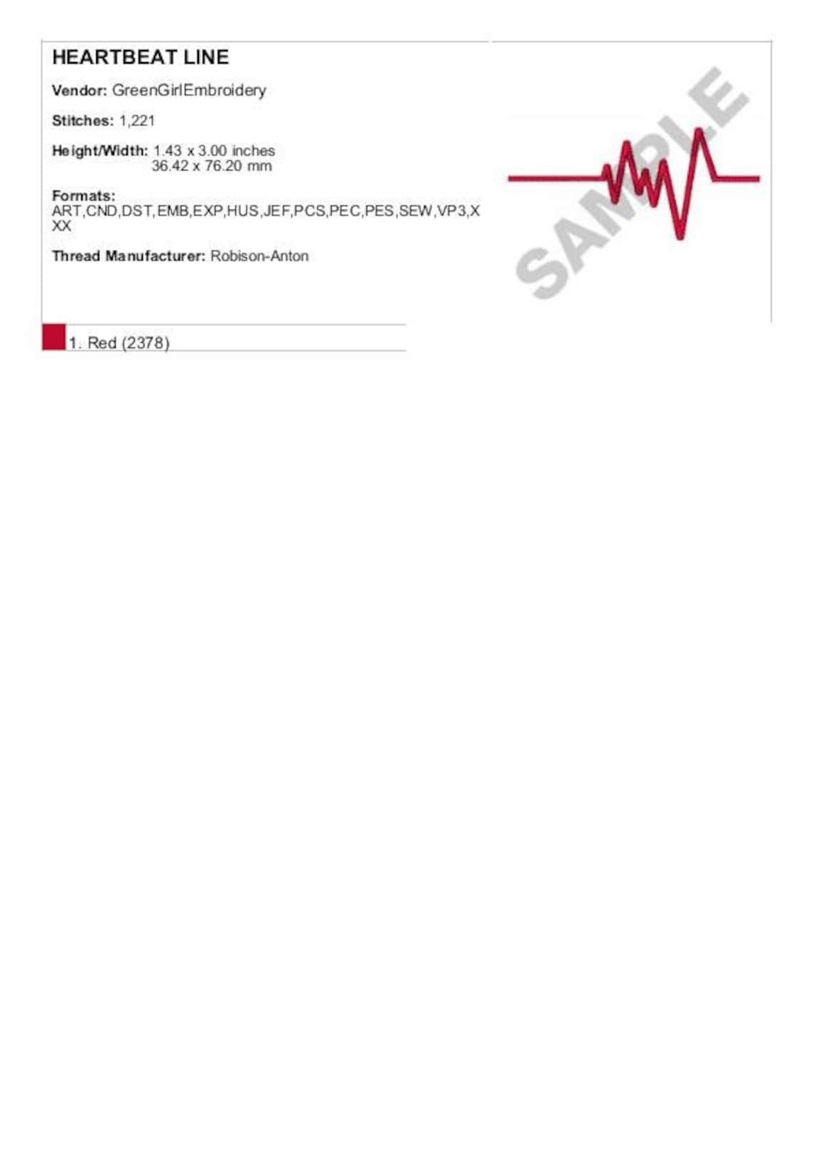 Heartbeat Line - Machine Embroidery Design - Etsy