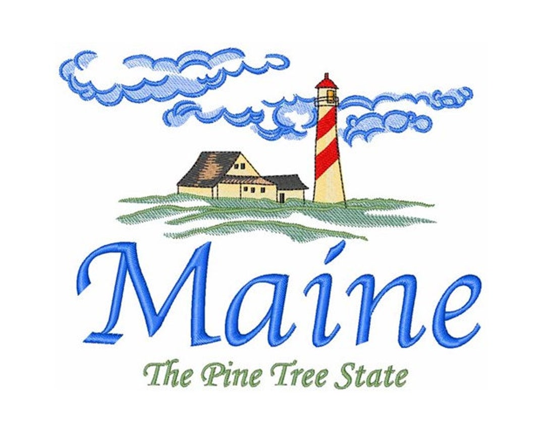 Maine - Machine Embroidery Design - Etsy