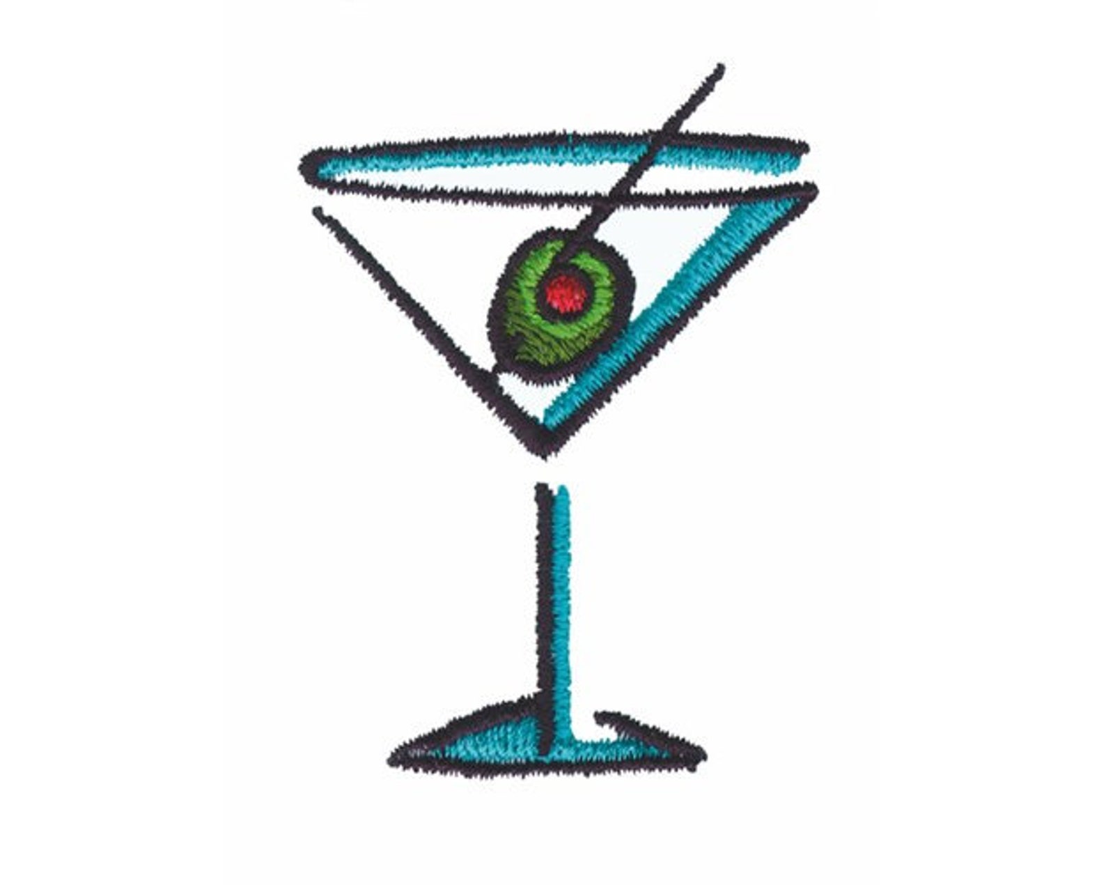 Martini Glass Machine Embroidery Design - Etsy