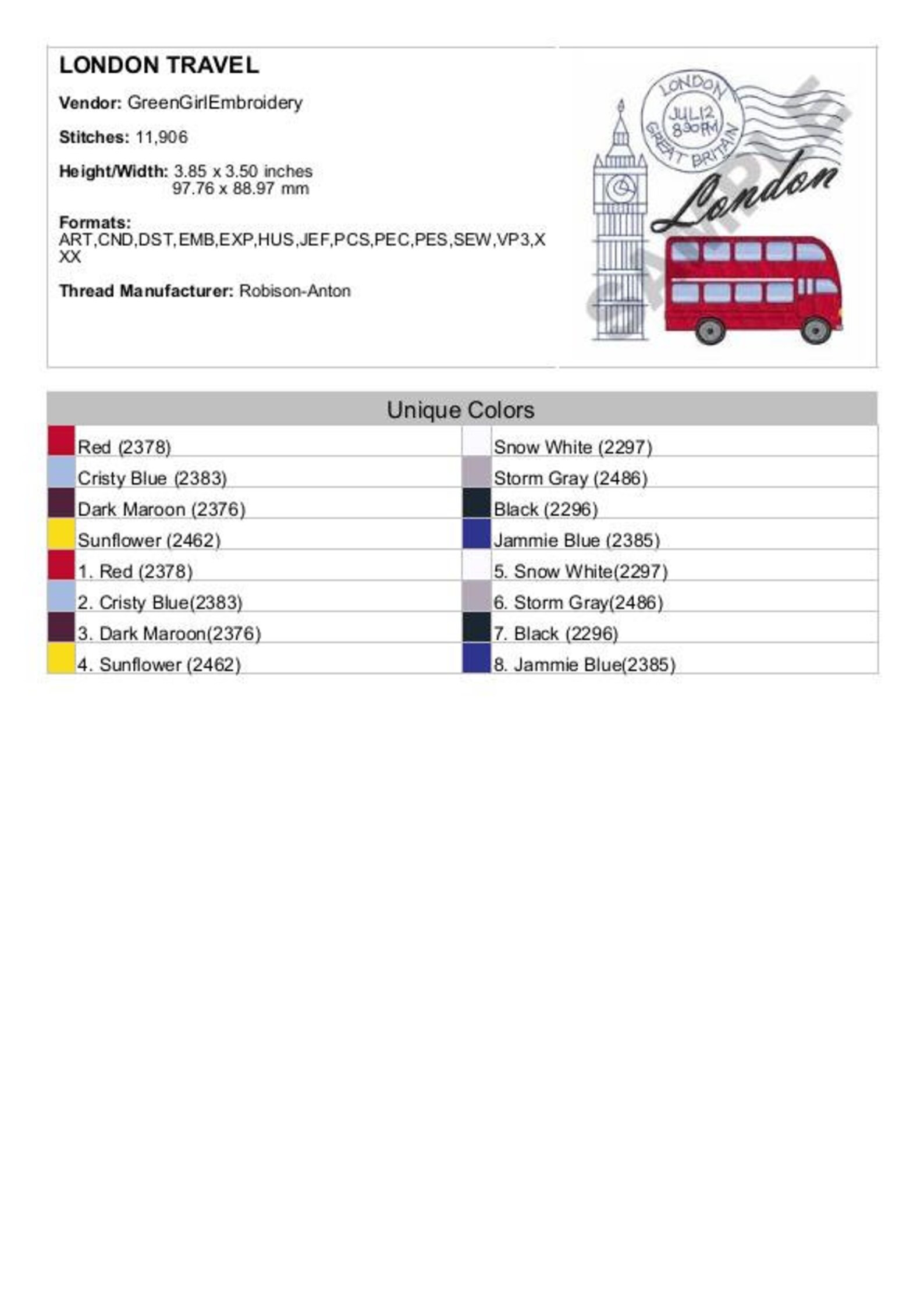 London Travel - Machine Embroidery Design - Etsy