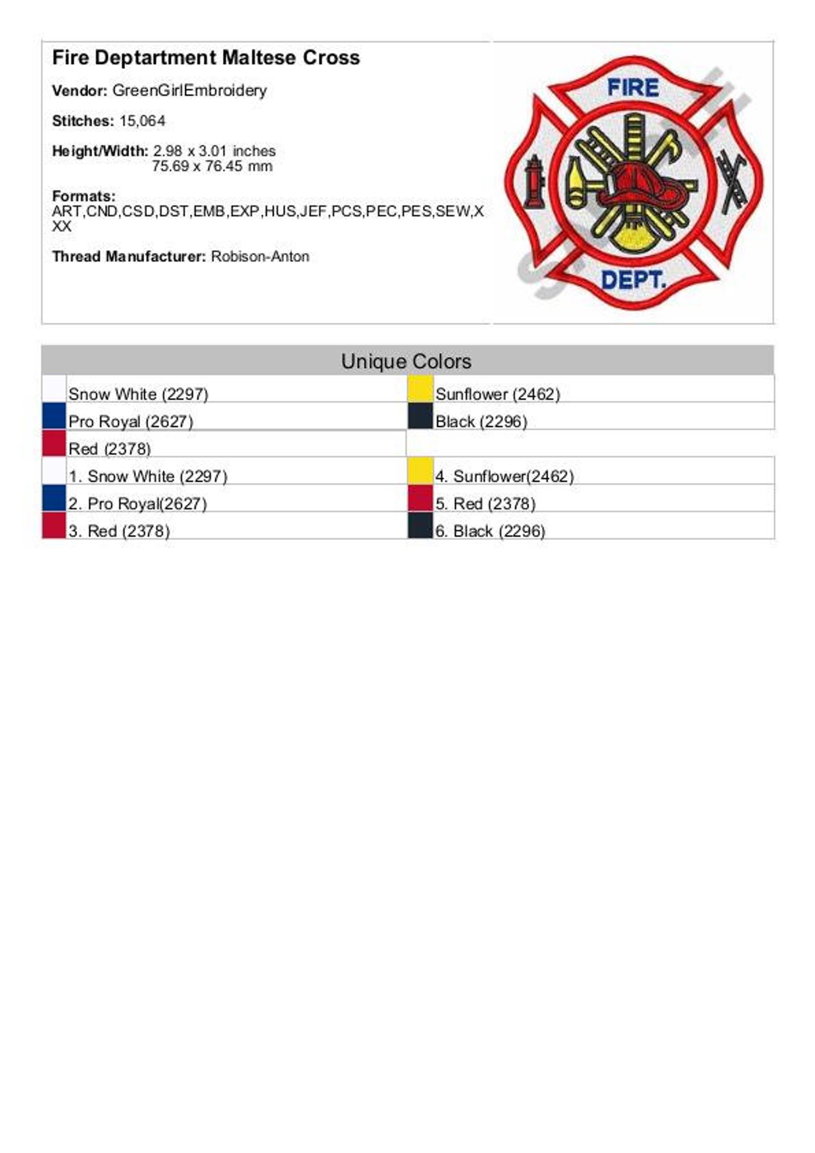 Fire Deptartment Maltese Cross - Machine Embroidery Design - Etsy