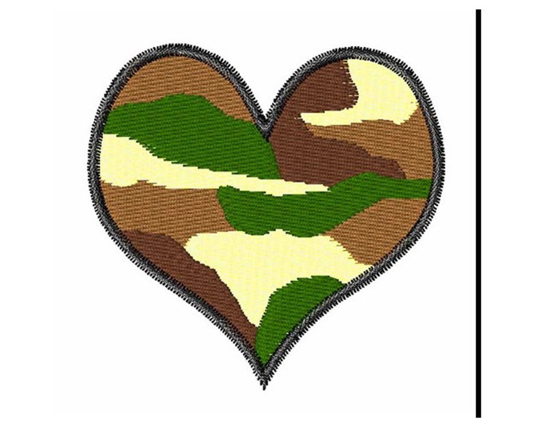Camouflage Heart - Machine Embroidery Design - Etsy