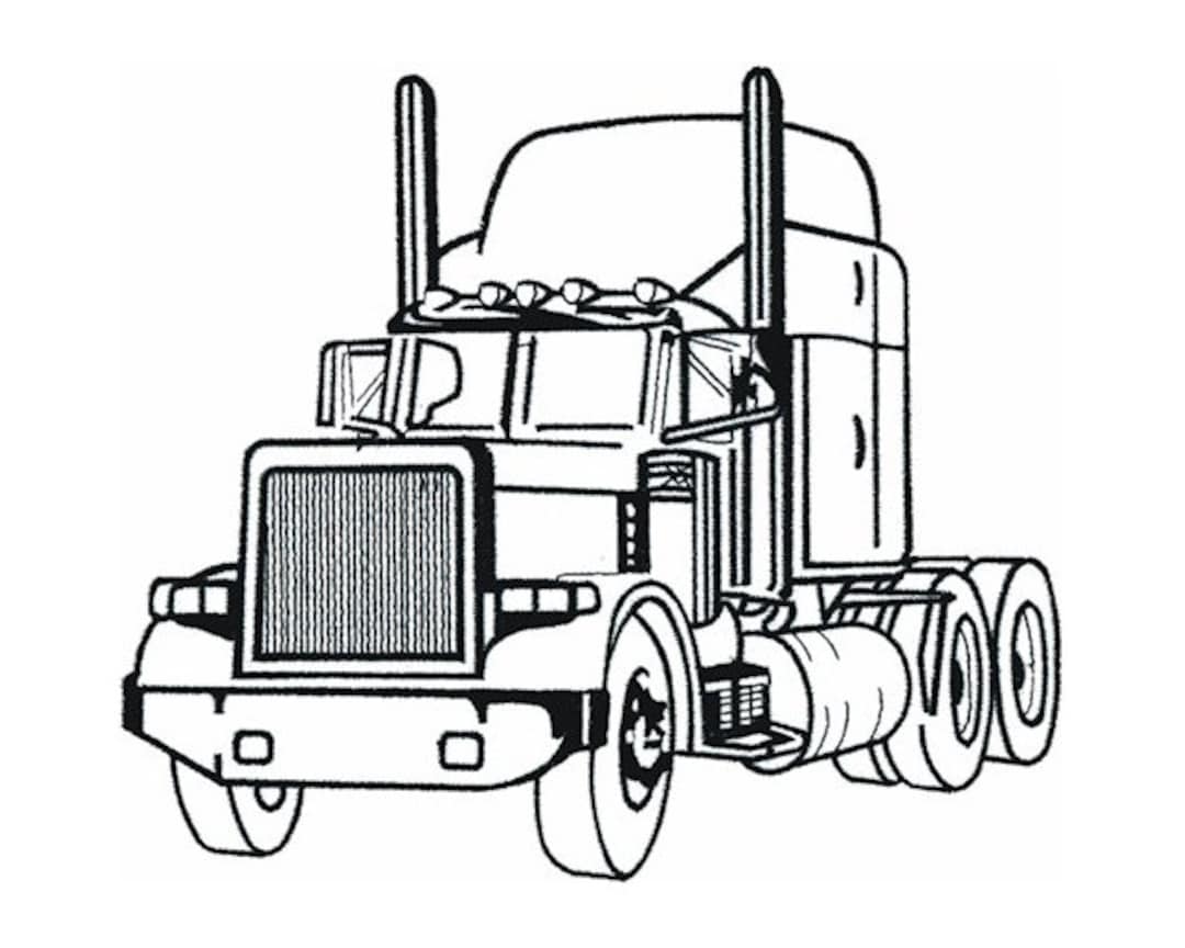 Semi Tractor Outline - Machine Embroidery Design - Etsy