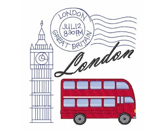 London Bus Embroidery Design. Machine Embroidery Design. Double Decker ...