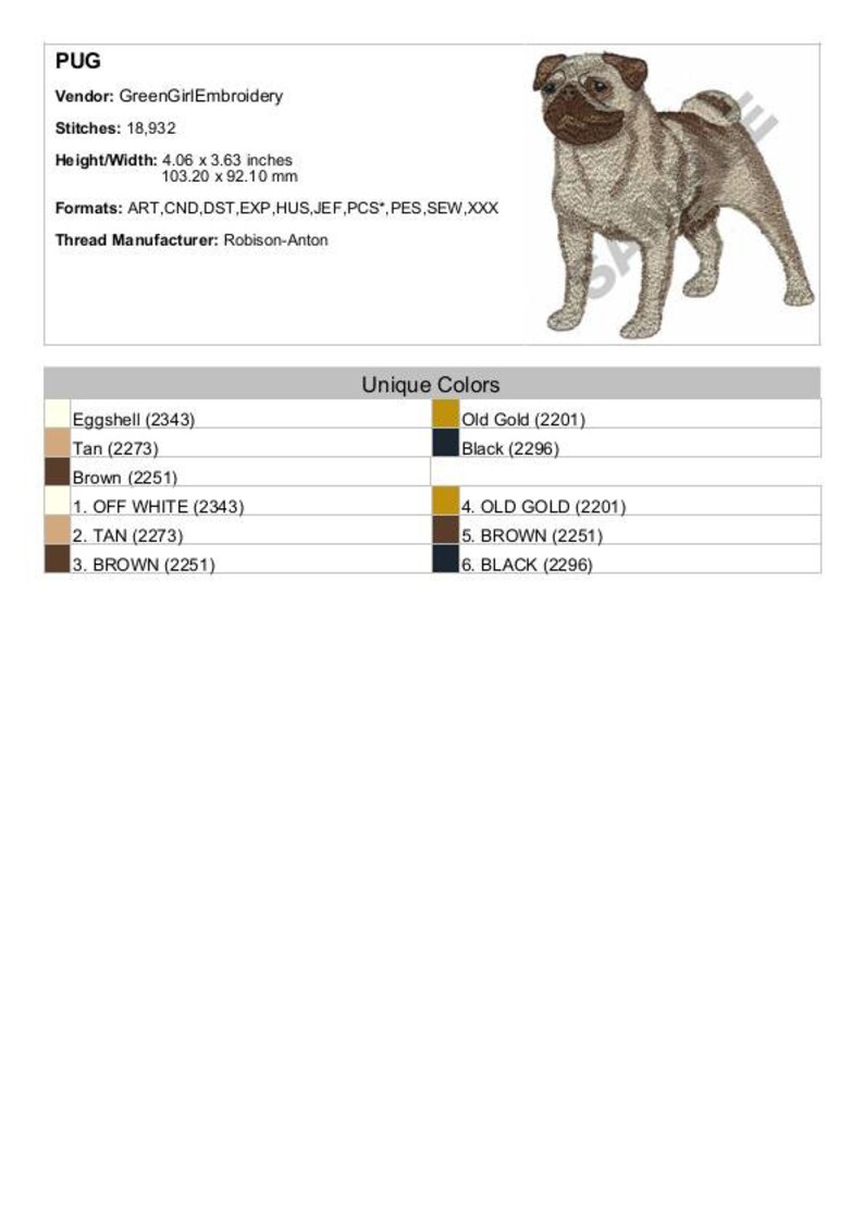 Pug Machine Embroidery Design - Etsy