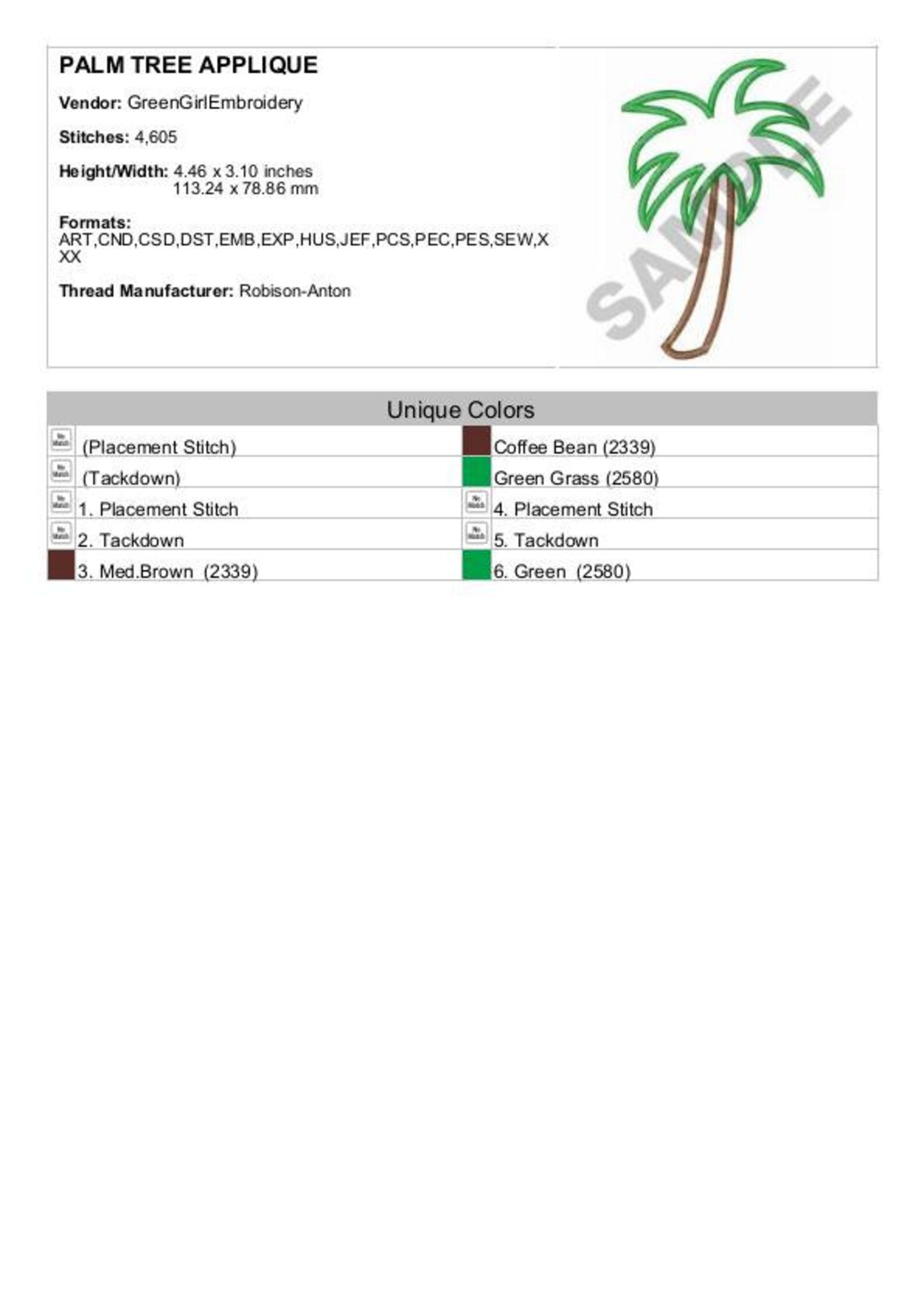 Palm Tree Applique Machine Embroidery Design - Etsy