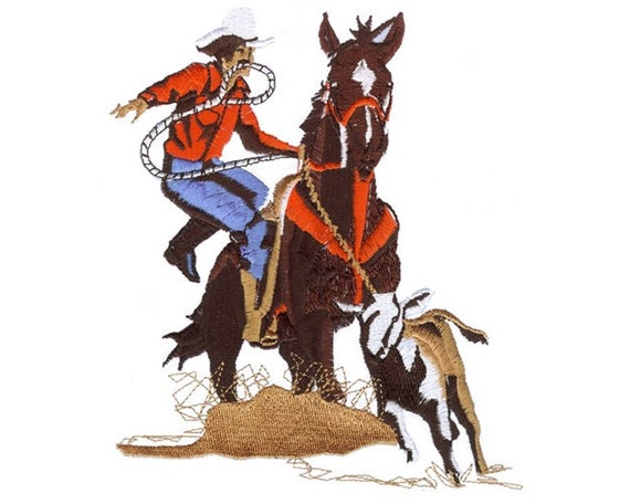 Calf Roper Machine Embroidery Design - Etsy