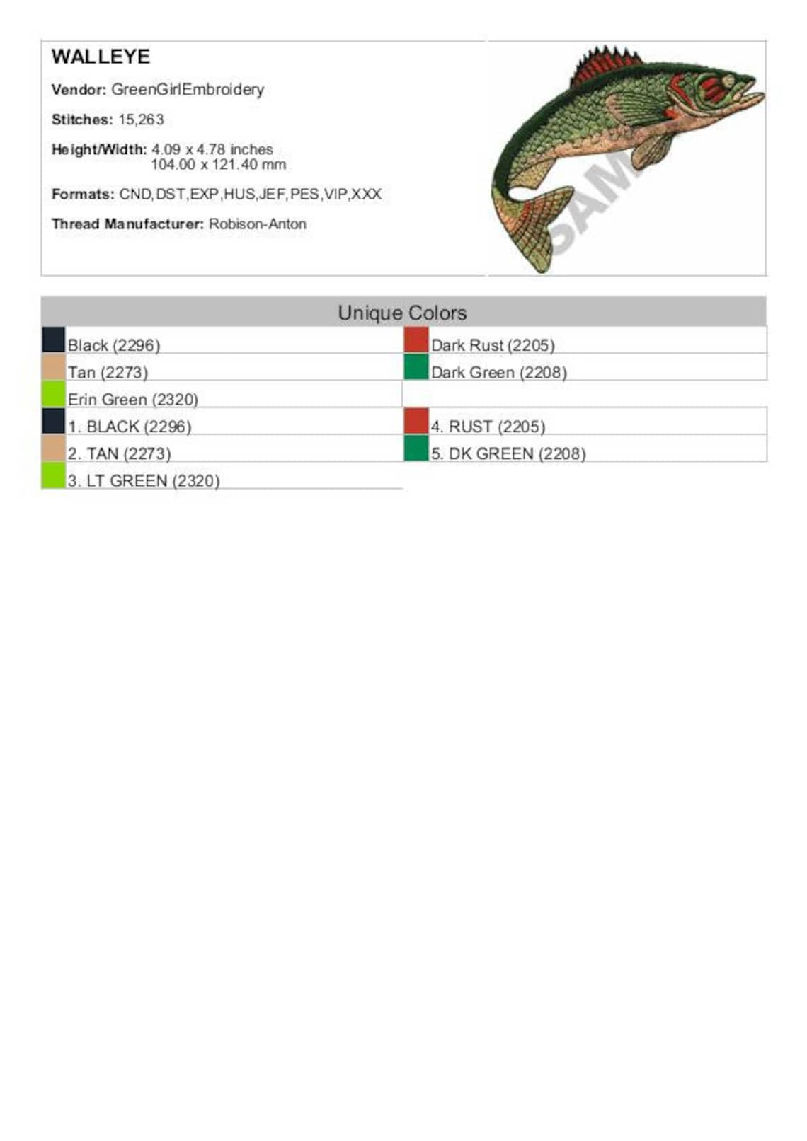 Walleye - Machine Embroidery Design - Etsy