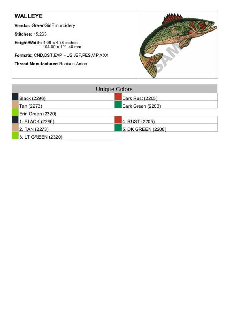 Walleye - Machine Embroidery Design - Etsy