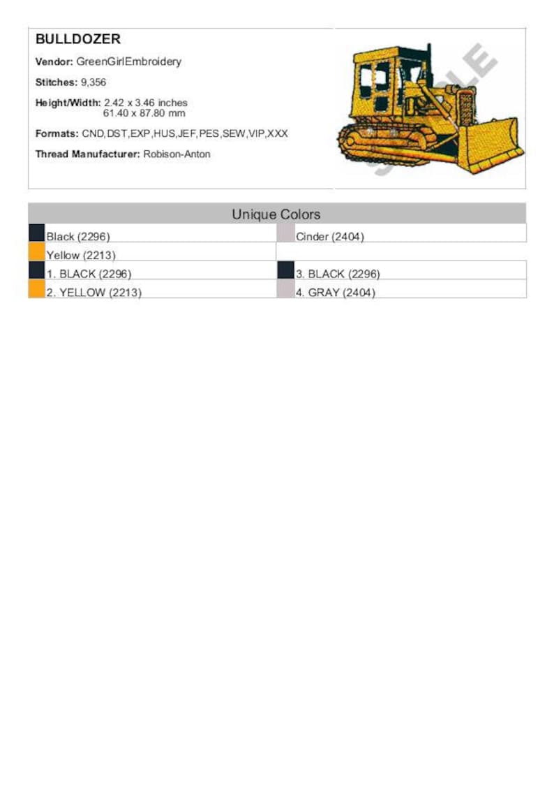 Bulldozer - Machine Embroidery Design - Etsy