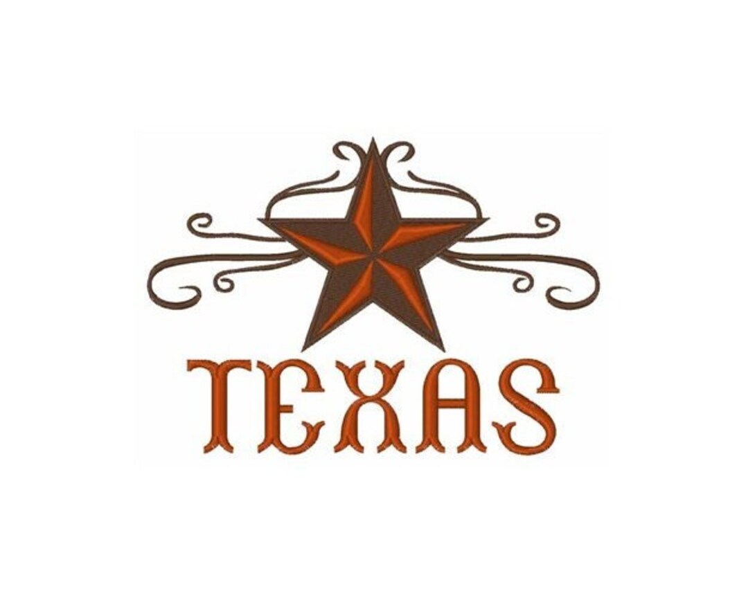 Texas Star Scroll - Machine Embroidery Design - Etsy