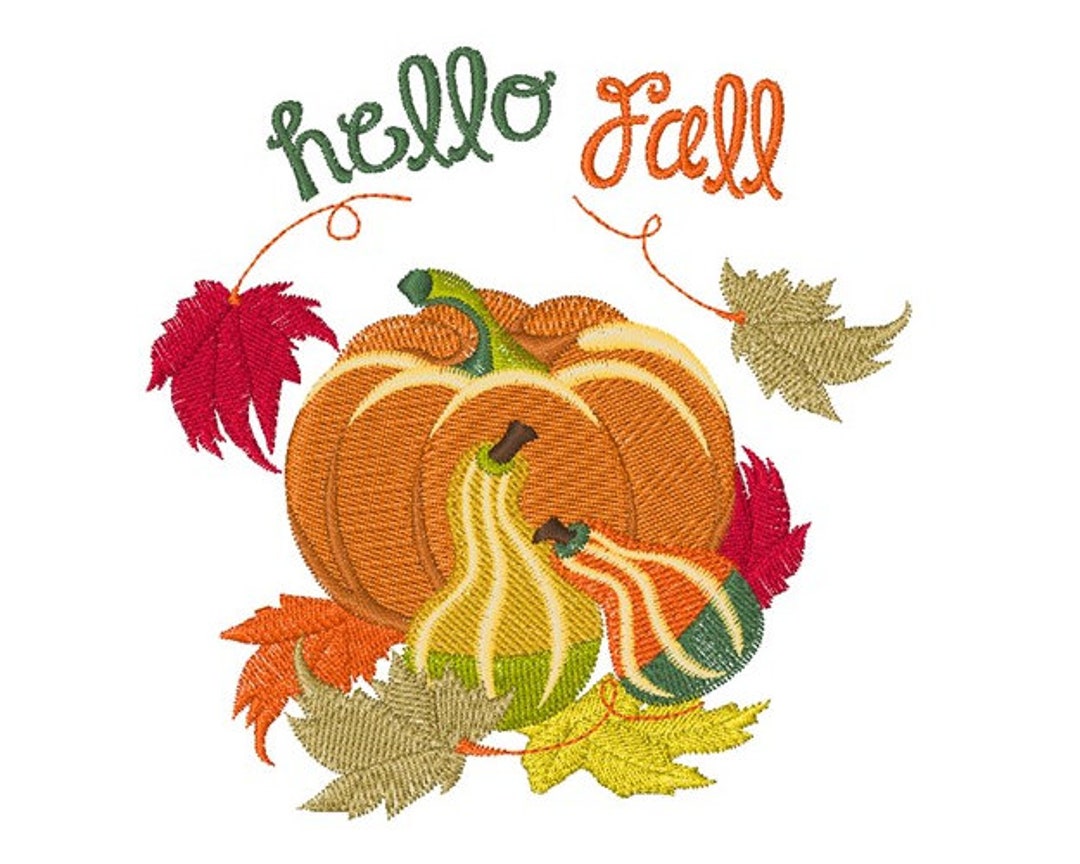 Hello Fall Machine Embroidery Design - Etsy