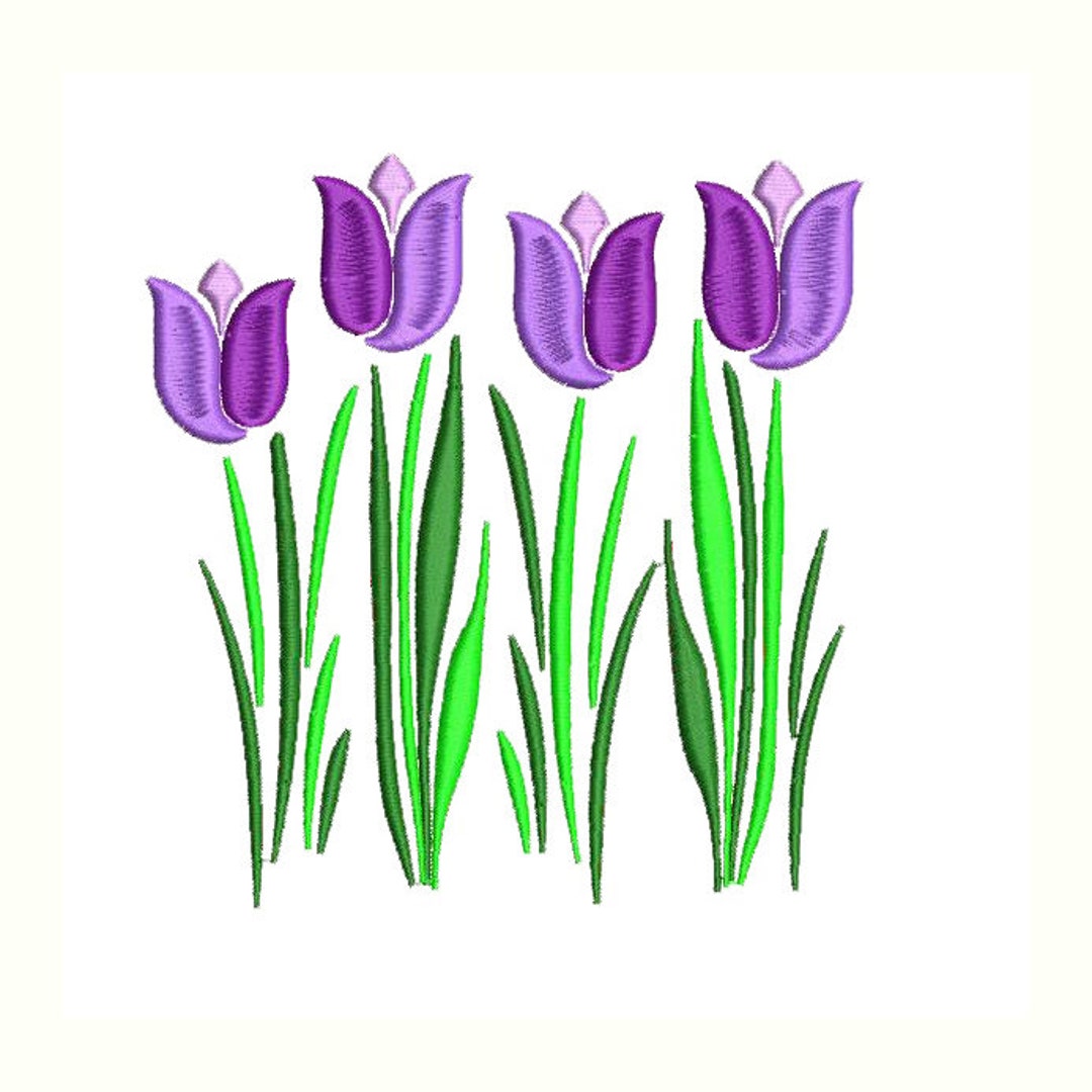 Row of Tulips - Machine Embroidery Design - Etsy
