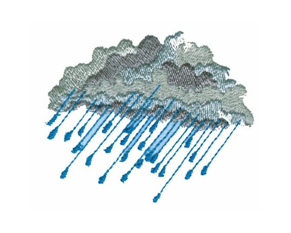 Storm Cloud and Rain Machine Embroidery Design - Etsy