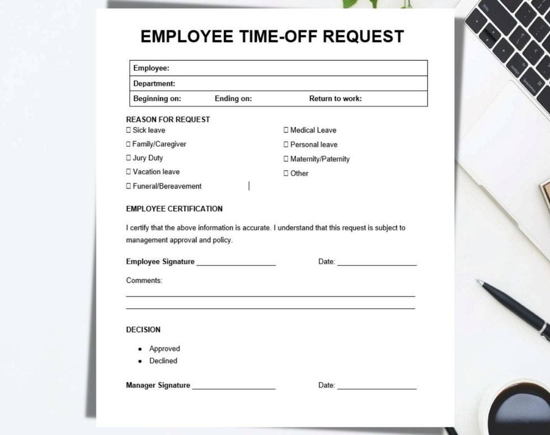 Employee Time-off Request Template, Vacation Request Form, PTO Request ...