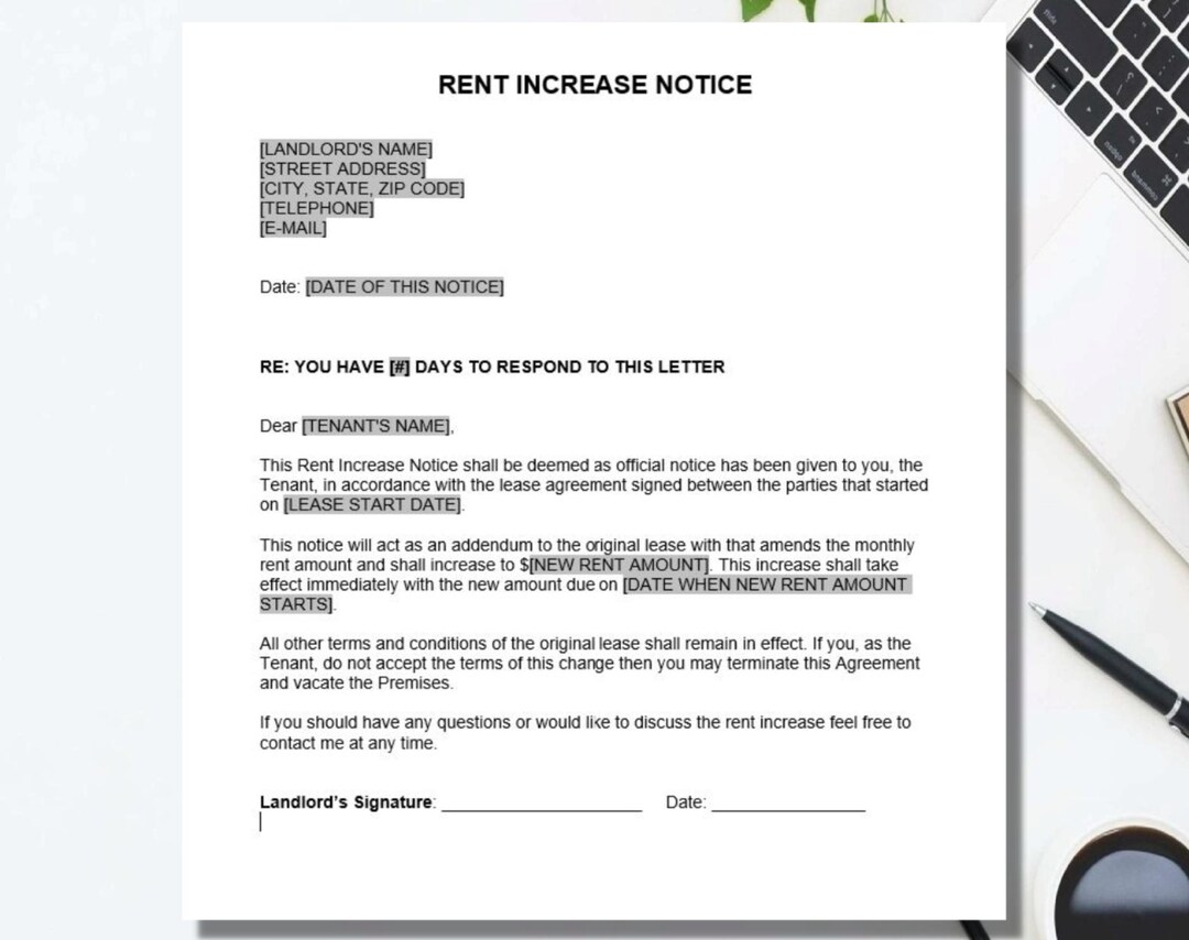 Rental Increase Notice, Rent Increase Form, Editable Word Doc, Editable ...