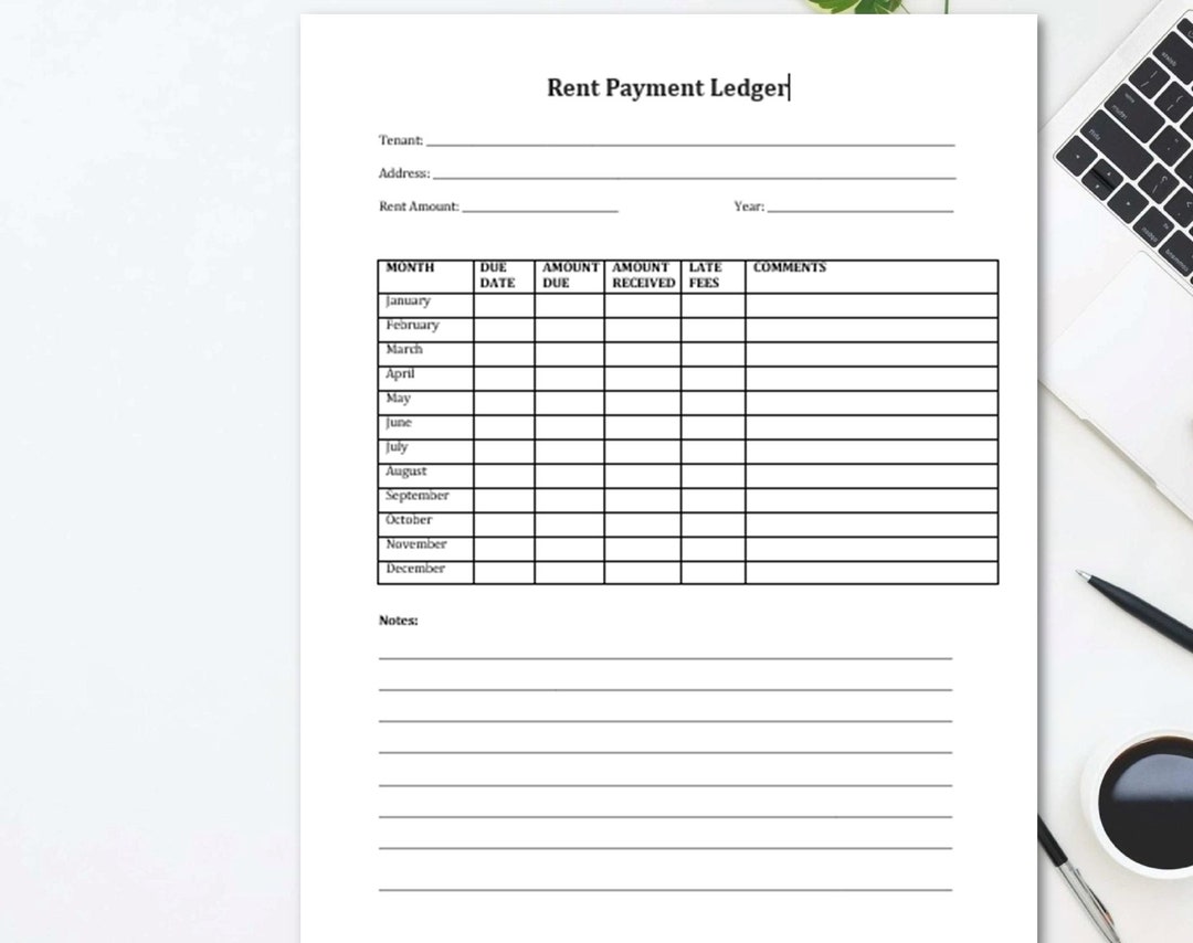 Tenant Rental Ledger, Rent Payment Tracker, Rental Payments Record ...