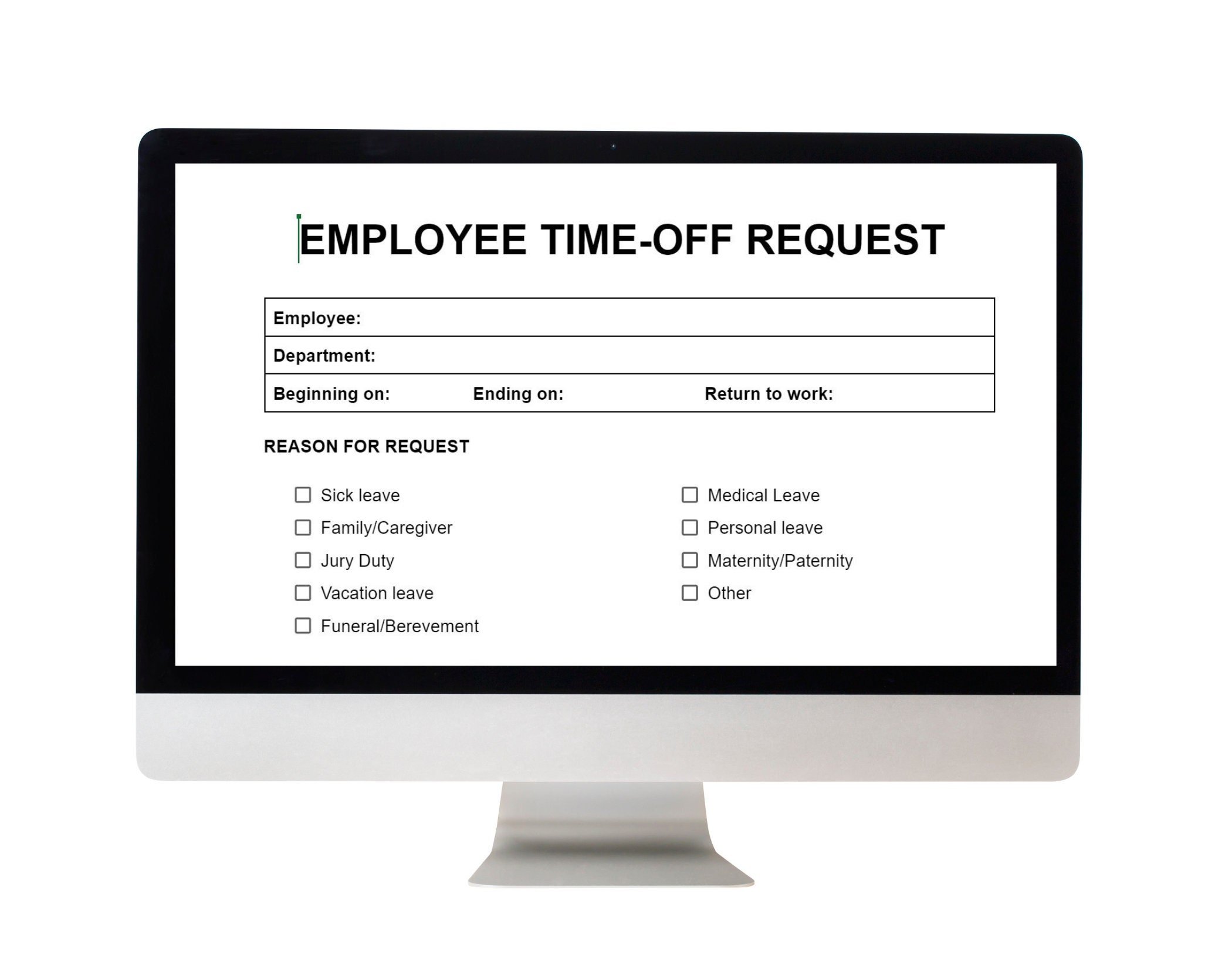 Employee Time-off Request Template, Vacation Request Form, PTO Request ...