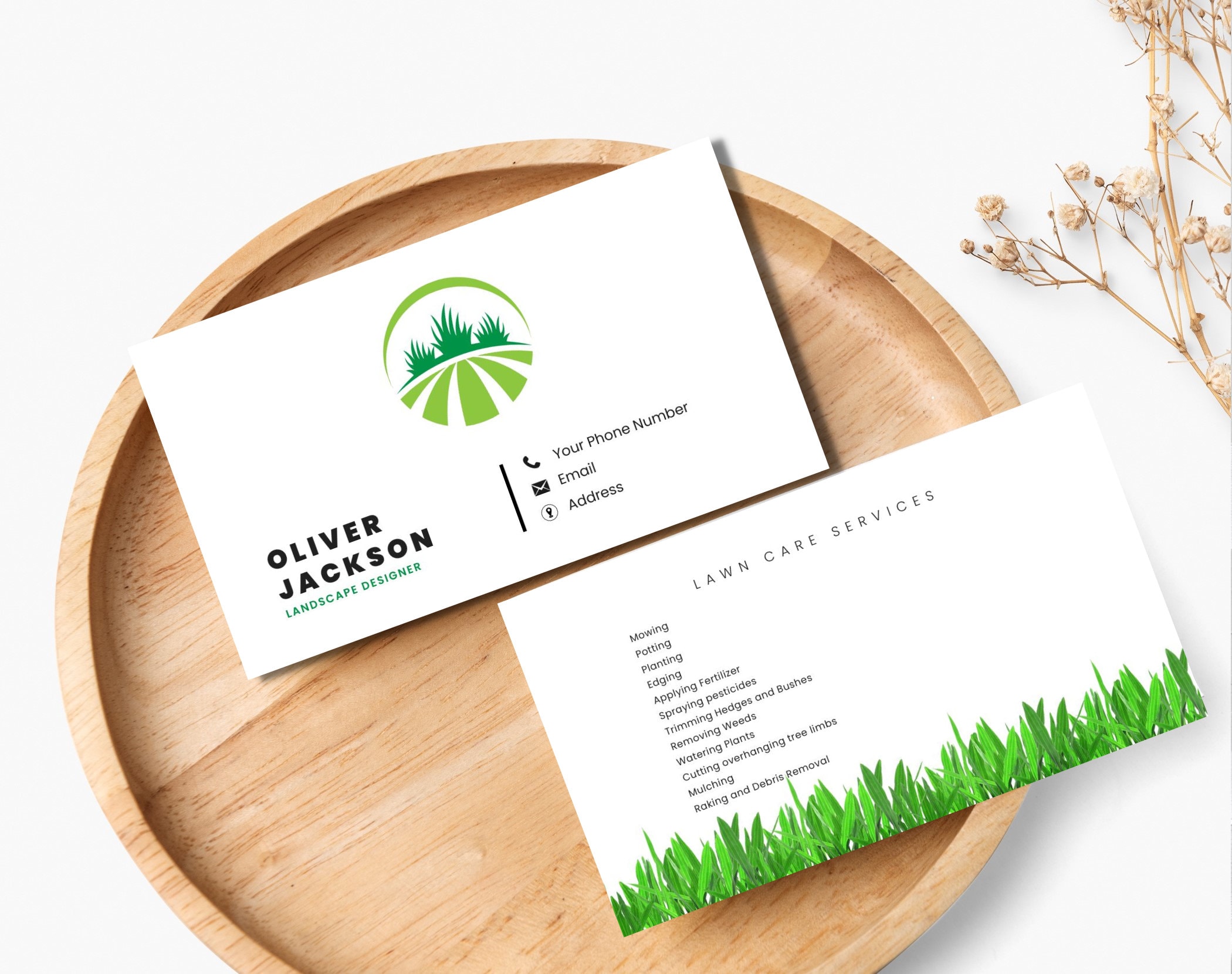 Landscaping Business Card Template, Lawn Care Business Cards, Instant ...