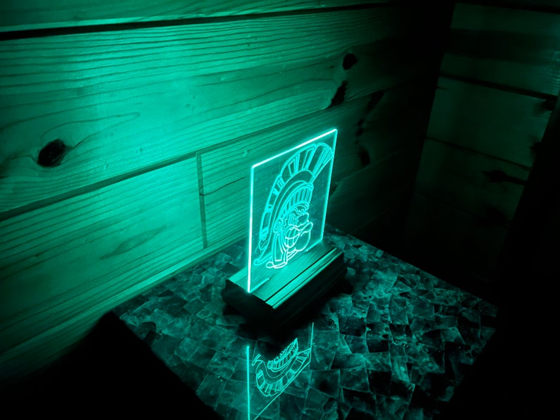 Michigan State LED Tabletop Light With Two 2 Acrylics. Handmade Wood ...