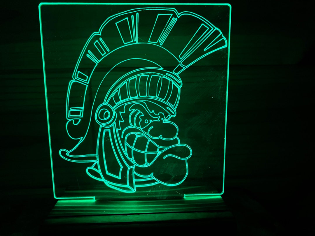Michigan State LED Tabletop Light With Two 2 Acrylics. Handmade Wood ...