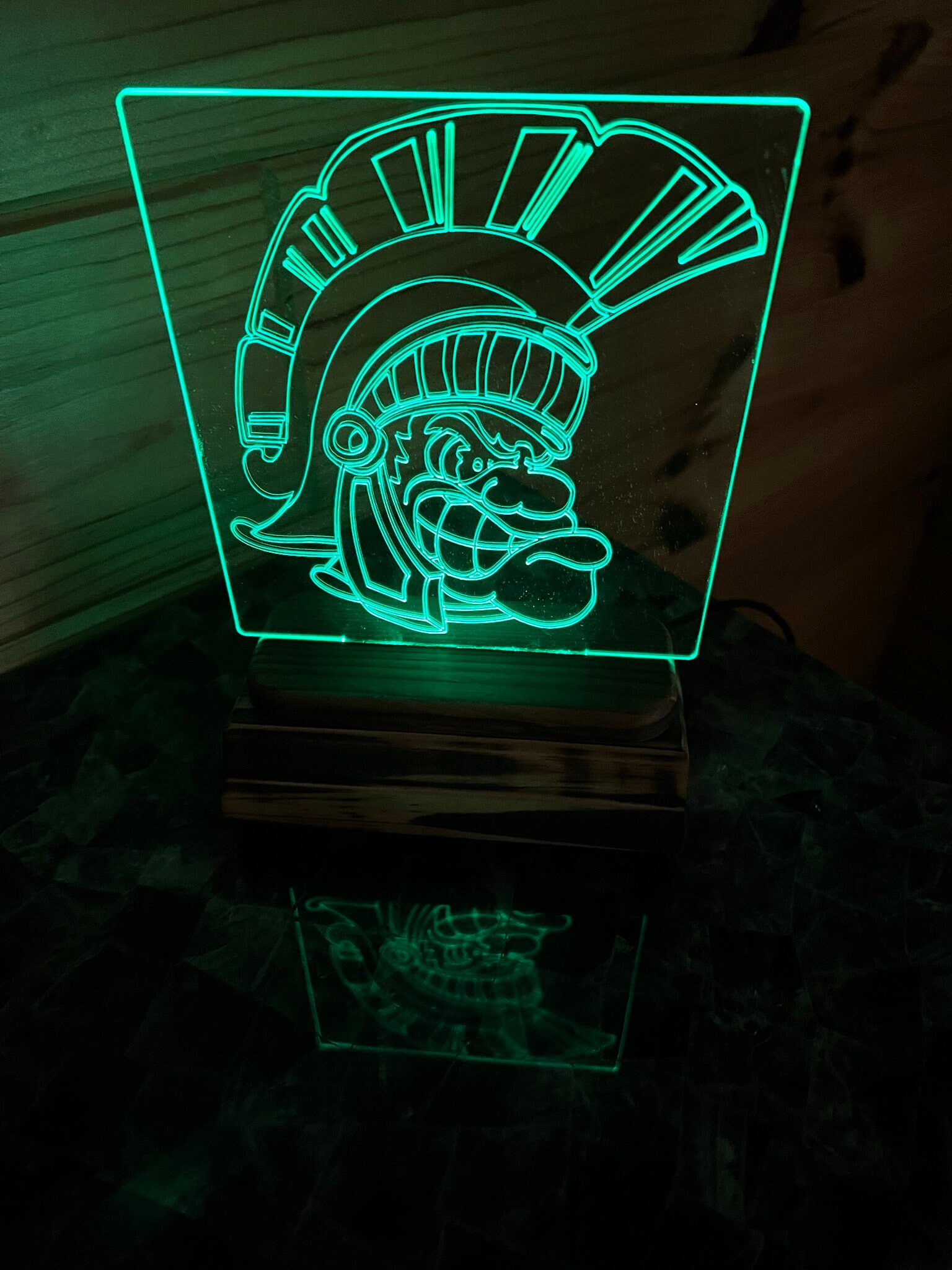 Michigan State LED Tabletop Light With Two 2 Acrylics. Handmade Wood ...