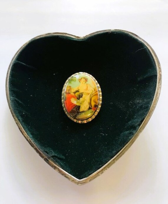 Vintage Ceramic Brooch Gem