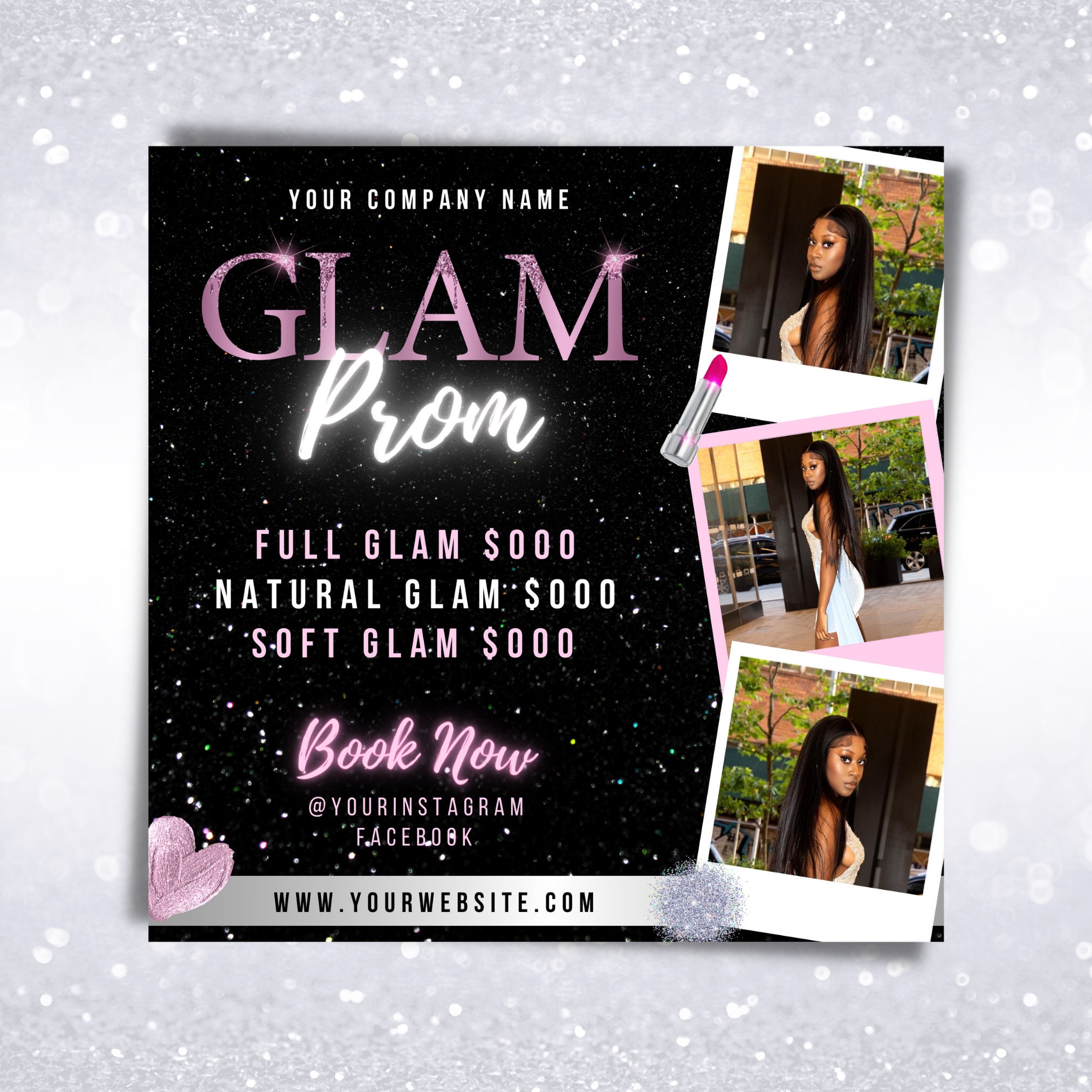 Prom Makeup Flyer Prom Makeup MUA Flyer Prom Season Editable Canva ...