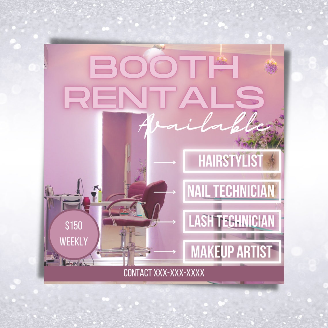 Salon Booth Rental Flyer: Social Media Template (canva Editable) - Etsy