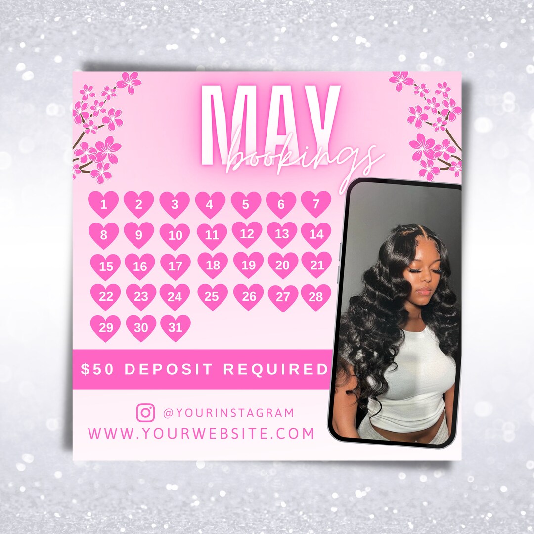 May Booking | Hair Flyer | Spring Flyer | Hair Bundles MUA Lashes ...